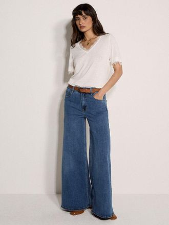 Apricot T-Shirt Slub Jersey Eyelash Lace T-Shirt Spitze