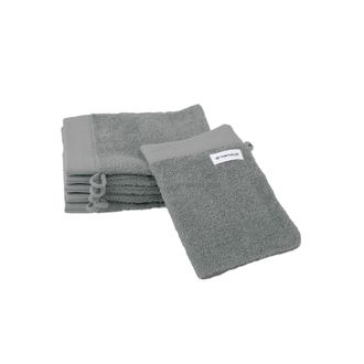 Tom Tailor Waschhandschuh, 6er Set, 16 x 21 cm, 100% Baumwolle / Frottier, mit Aufh&auml;nger und Label mit Logo, COLOR BATH TOWEL Grau (Moody Grey)