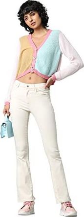 Only ONLBLUSH Mid Flared DNM DOTBOX Noos Pantalon en Jean, Ecru, XS / 30L Femmes