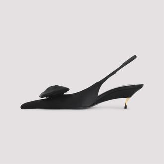 Saint Laurent Sandalen - Pointed Toe Slingback Sandals With Bow Detail - Gr. 36 (EU) - in Schwarz - f&uuml;r Damen