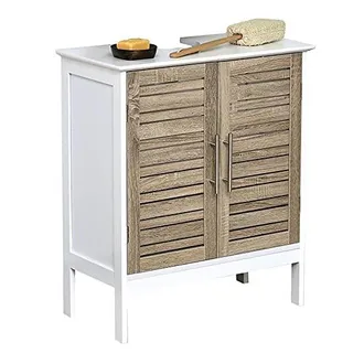 Evideco Tendance Meuble Dessous de lavabo ou Evier - 2 Portes et 1 &eacute;tag&egrave;re - Aspect Ch&ecirc;ne vieilli