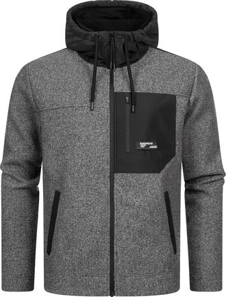 Ragwear Herren leichte Fleecejacke warme &Uuml;bergansjacke mit Kapuze und Brusttasche Brodney YOUMODO Dark Grey Gr. L