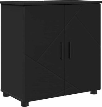 vidaXL Badezimmerschrank mit Speicher mit Tür Schwarz 61 x 35 x 64 cm vidaXL