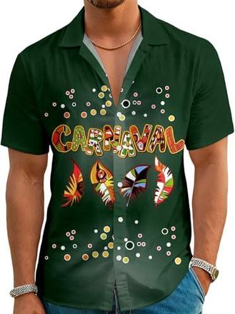 Generic Chemise hawa&iuml;enne boutonn&eacute;e &agrave; manches courtes pour homme, vert fonc&eacute;, XL