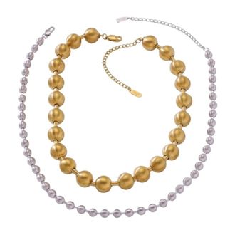 Dansk Copenhagen Solgerd Duo Tone 2in1 Halskette - - Accessories - Damen - Gelb - ONE SIZE