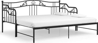 vidaXL Ausziehsofa Bettgestell Schwarz Metall 90x200 cm Vidaxl