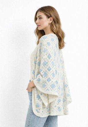 Cherry Koko Cardigan Onesize H&auml;kel Cardigan Damen im Boho Crochet Look