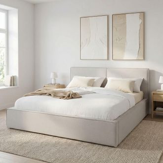 IDIMEX Polsterbett Calm gepolstert 180x200cm, Grau - modernes Doppelbett in Leinenoptik inklusive Lattenrost, gepolsterter Bettrahmen mit Kopfteil