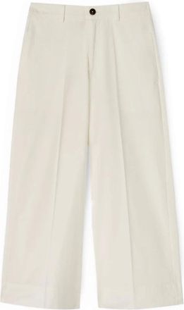 Motivi Femme, Pantalons, Blanc, Taille: 46 FR Pantalon toile cropped en m&eacute;lange de coton