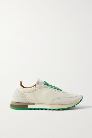 The Row Owen Sneakers Aus Veloursleder Und Mesh In Colour-block-optik - Elfenbein