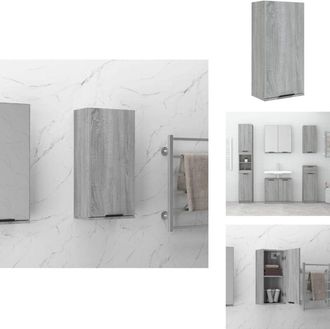 vidaXL Wand-Badschrank Grau Sonoma 32x20x67 cm - Wanderschrank - Badschrank - Badezimmermöbel - Holzwerkstoff - Grau Sonoma