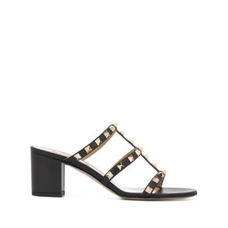 Valentino Garavani Rockstud Slide Sandale aus Kalbsleder 60 mm - - Shoes - Damen - Schwarzk - 37 1/2 EU