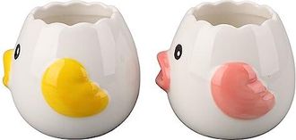 CHICIRIS Bonbela S&eacute;parateur Doeufs en C&eacute;ramique 2 Pi&egrave;ces Filtre Blanc de Jaune Doeuf en Forme de Poulet avec Conception en Dents de Scie pour les Amateurs de C