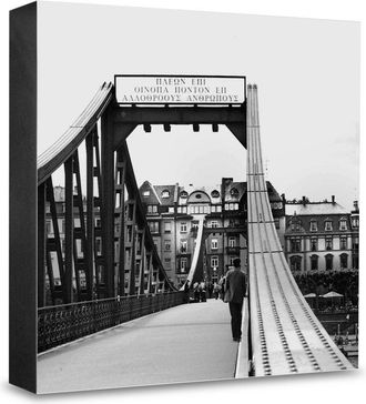 Cognosco Foto-Holzblock - 20x20cm - Wandbild Architektur - Frankfurt-Eiserner Steg
