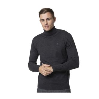 Karl Lagerfeld Homme, Pulls, Gris, Taille: 2XL Pull à Col Roulé Brodé Iconique