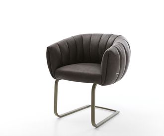 DELIFE Freischwinger Jada-Flex Mikrofaser Anthrazit Vintage Freischwinger flach Effektfinish Titan Taschenfederkern, Esszimmerst&uuml;hle