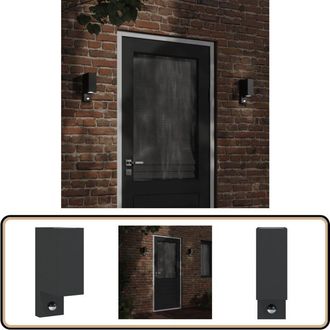 vidaXL Außenwandleuchte mit Sensor Schwarz Aludruckguss - Outdoor-Beleuchtung - Wandleuchte - Bewegungsmelder - PIR-Sensor - LED-Leuchte