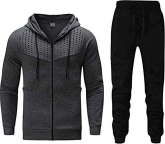 Generic Surv&ecirc;tement de sport pour homme - Automne et hiver - Ensemble haut et pantalon de sport - Pour la marche, la course &agrave; pied, la randonn&eacute;e, gris, XXL