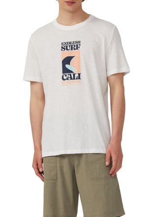 s.Oliver Baumwoll-T-Shirt mit Frontprint und Flammgarnstruktur