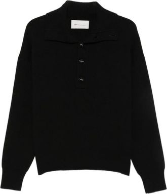 Ami Pull &agrave; col montant boutonn&eacute; - Femme - Pulls - Noir - Taille: 42 FR
