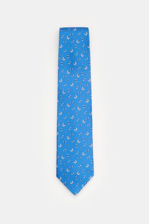 Eddy Monetti Herren - Seidenkrawatte blau/offwhite gemustert