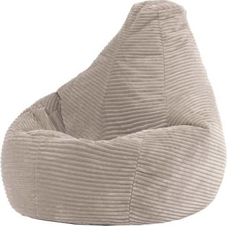 Icon Brand Dalton Sitzsack Kinder, Beige, Flauschiger Cord Stoff, Sitzsack Cord mit F&uuml;llung, Bequemer Kinder Gaming Sessel, Kuschelsessel, Lese Sessel, Schlafzim