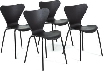 Siediti Fuori e Dentro Stühle für Innen und Küche Nina stapelbar mit Harzschale und Metallbeinen (Anthrazit (Harz), 4)