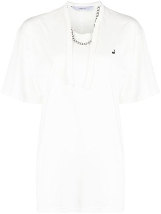 pushBUTTON t-shirt oversize à imprimé collier - Blanc