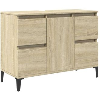 vidaXL Waschbeckenunterschrank Sonoma-Eiche 80x33x60 cm Holzwerkstoff - Vidaxl