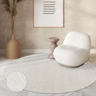 Paco Home Teppich In- & Outdoor, Moderne abstrakte Boho Designs mit 3D Struktur, robust & wetterfest, ideal f&uuml;r Terrasse Wohnzimmer & K&uuml;che, Gr&ouml;sse:160 cm Rund,