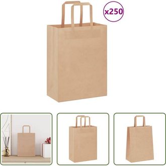 vidaXL vidaXL Geschenkt&uuml;ten - Papiertragetaschen 250 Stk. mit Henkeln Braun 21x11x28 cm