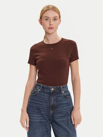 Tommy Jeans T-Shirt Essential DW0DW17383 Braun Slim Fit