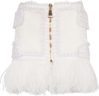 Balmain Femme, Jupes, Rose, Taille: 34 FR Jupe Courte en Plumes en Tweed et Maille