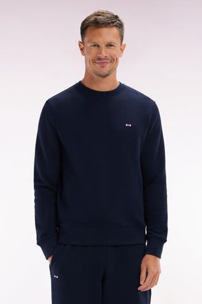 Eden Park Sweatshirt En Molleton Coton Marine Coupe Droite Et Col Rond
