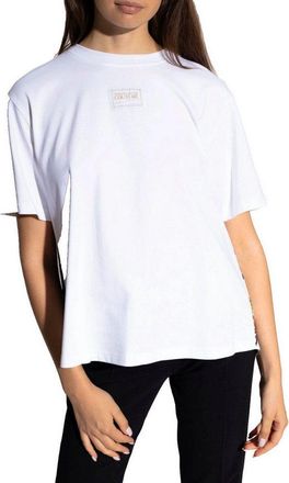 Versace T-Shirt Damen Bluse Barock Plissee Loose Fit Shirt Plissee-Verarbeitung mit Mehrfarbiges Barockmuster