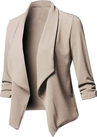 Generic Damen Blazer Elegant 3/4 Arm Business Longblazer Slim Fit Revers Blazer Sakko Casual Arbeit Blazer Anzug