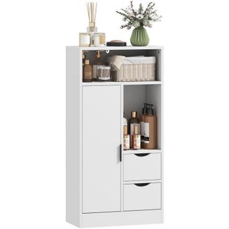 HOMCOM Meuble de salle de bain - HOMCOM - 2 tiroirs, compartiments ouverts - panneau de particules - 50x25x100cm - blanc