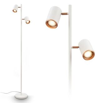 Briloner Lampadaire avec interrupteur sur le câble, têtes de spots orientables, 2xGU10 douille, lampadaire sur salon, lampe sur pied, lampadaire sur pied, 22x1