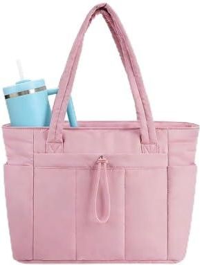 Generic Sac fourre-tout matelass&eacute; avec porte-gobelet et compartiment pour ordinateur portable, grande capacit&eacute;, joli sac &agrave; bandouli&egrave;re matelass&eacute; pour femme, r