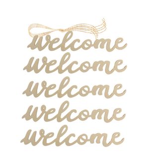 NUOBESTY 5s&auml;tze Holz Wanddekoration Willkommensschild T&uuml;rh&auml;nger Dekoratives Holzschild F&uuml;r Gesch&auml;ft B&uuml;ro Hotel Restaurant Bar Fotorequisite