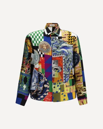 Versace Medusa print silk twill Shirt Male 48
