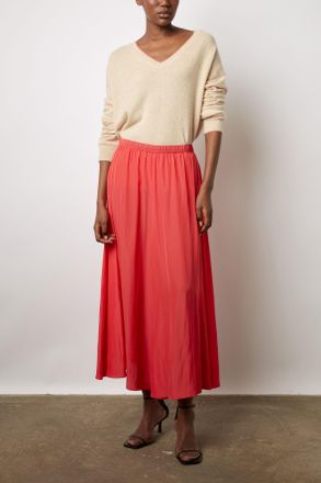 Gerard Darel Jupe midi en satin pliss&eacute; - DENISA - Corail