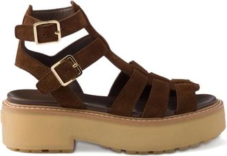 Prada Plateau-Sandalen mit Schnallenriemen 50mm - Braun