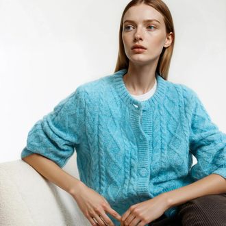 La Redoute Collections Cardigan Torsad&eacute; Alpaga Et Laine M&eacute;lang&eacute;s