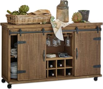 Loberon Kommode Grasse, viel Stauraum, mit F&auml;chern f&uuml;r Flaschen und Gl&auml;ser, mediterraner Landhausstil, Kommodenschrank, Aufbewahrung, Kiefernholz, Tannenholz,