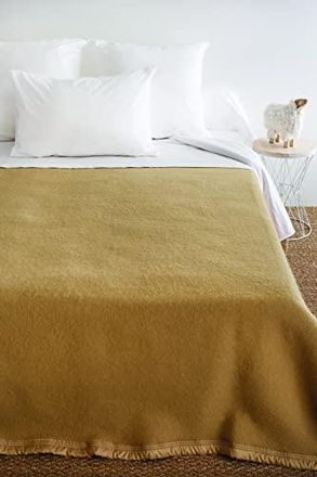 Toison d'Or Poyet Motte AUBISQUE Decke Wolle REH/Natur, Wolle, Biche/Naturel, 300x240 cm