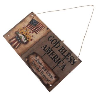 DOITOOL Holzplakette zum Unabh&auml;ngigkeitstag mit Amerikanischer Flagge H&auml;ngendes T&uuml;rschild Patriotische Wanddekoration f&uuml;r Haust&uuml;r und Innenbereich