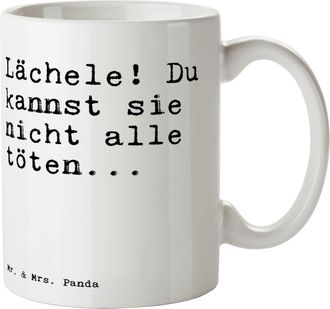 Mr. & Mrs. Panda Tasse Lächele! Du kannst sie... - Geschenk, Lachen Aggression Wut, lustige Sprüche, Kaffeebecher, Teebecher, Spruch, Kaffeetassen