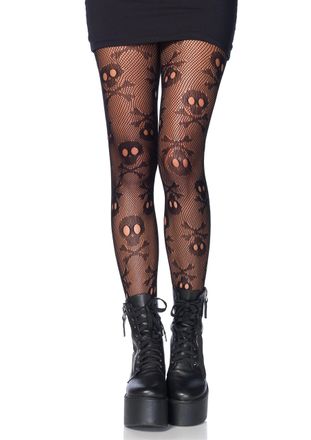 Leg Avenue Pirate skull net Pantyhose schwarz One Size