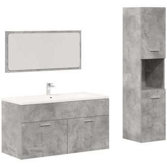 vidaXL 3-tlg. Badm&ouml;bel-Set Betongrau Holzwerkstoff vidaXL999576